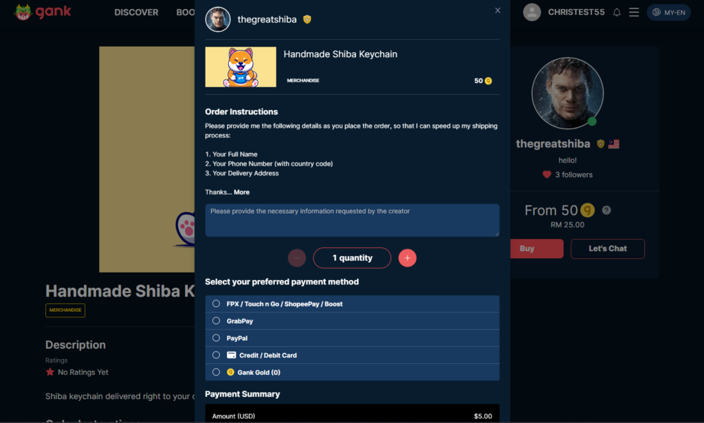 New! Feature on Gank: Buyer Instructions - Gank