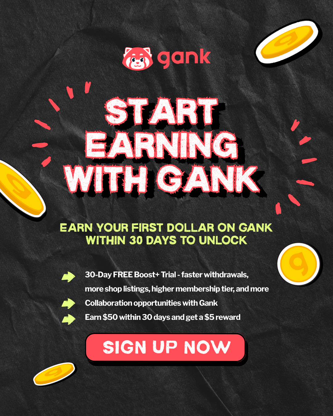Start Earning With Gank - Gank